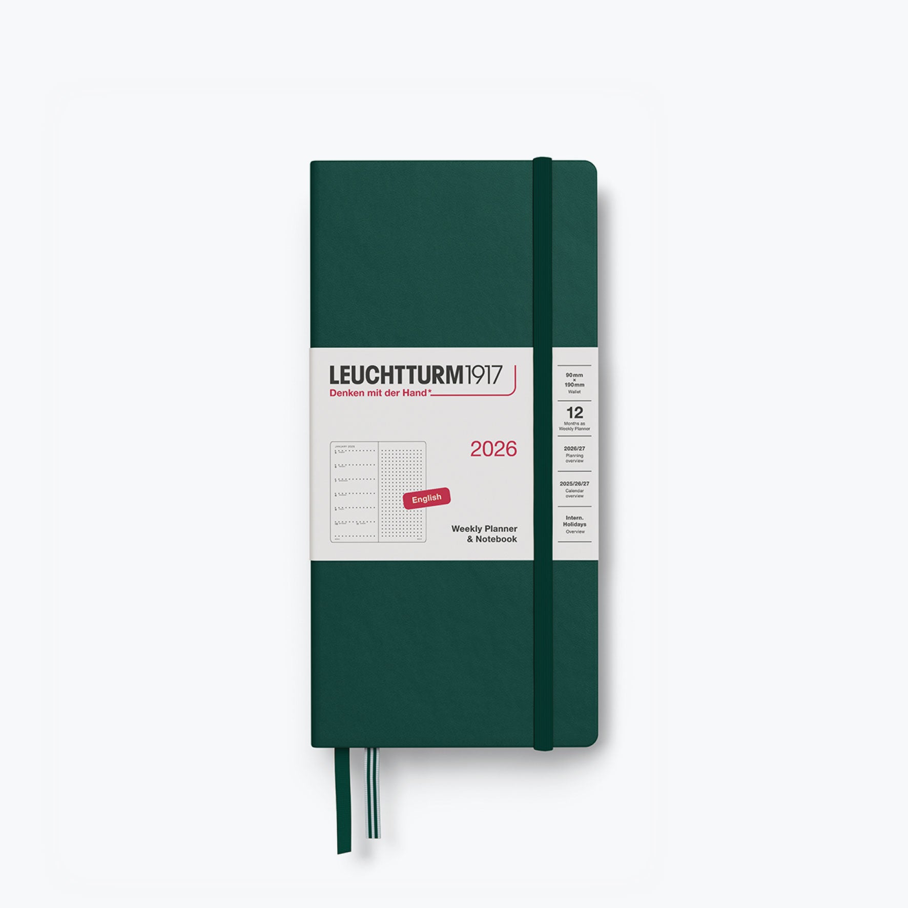 Leuchtturm1917 | 2026 Diary Weekly Notebook Wallet Forest Green