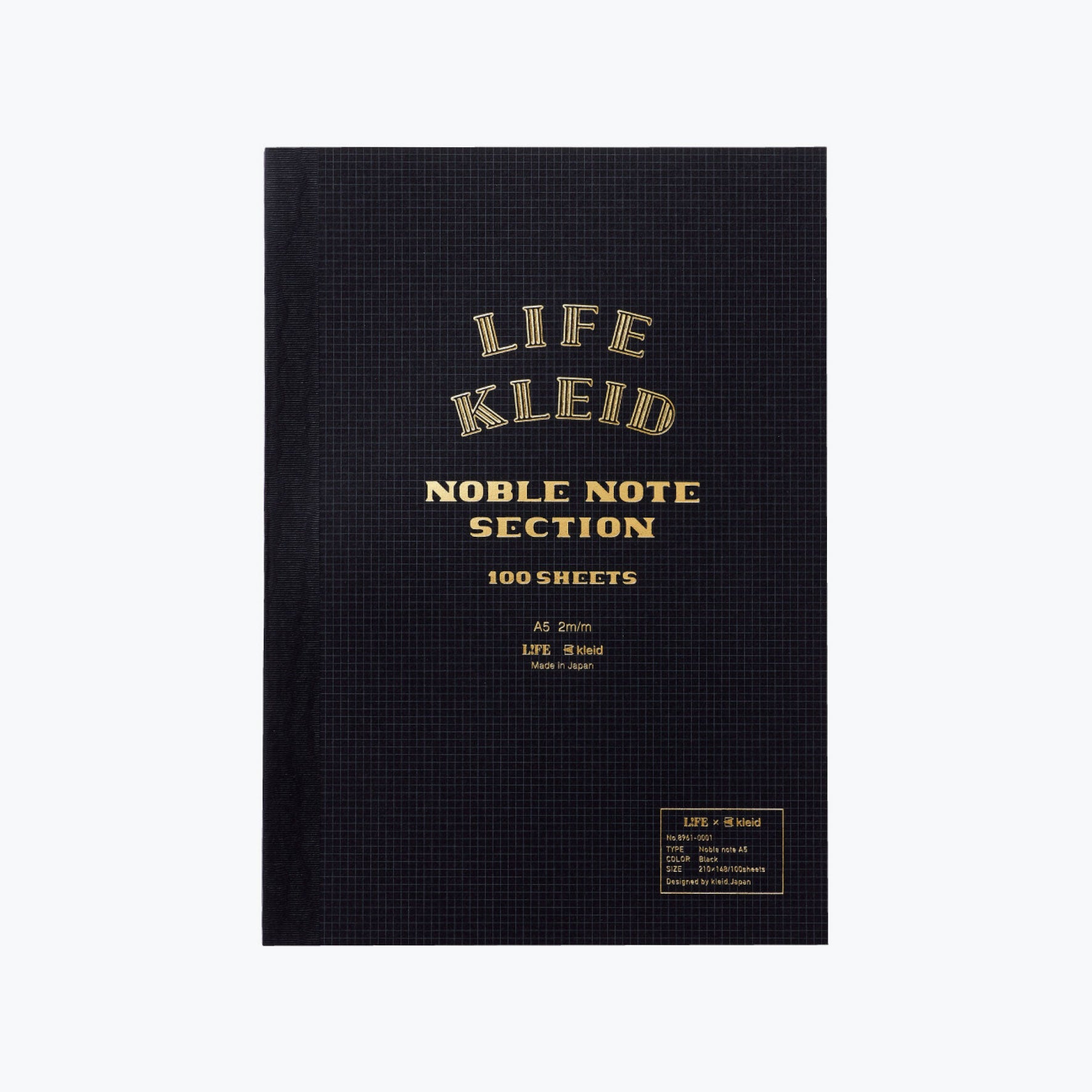 Life x Kleid - Notebook - Noble Note 2mm Grid - A5 - Black