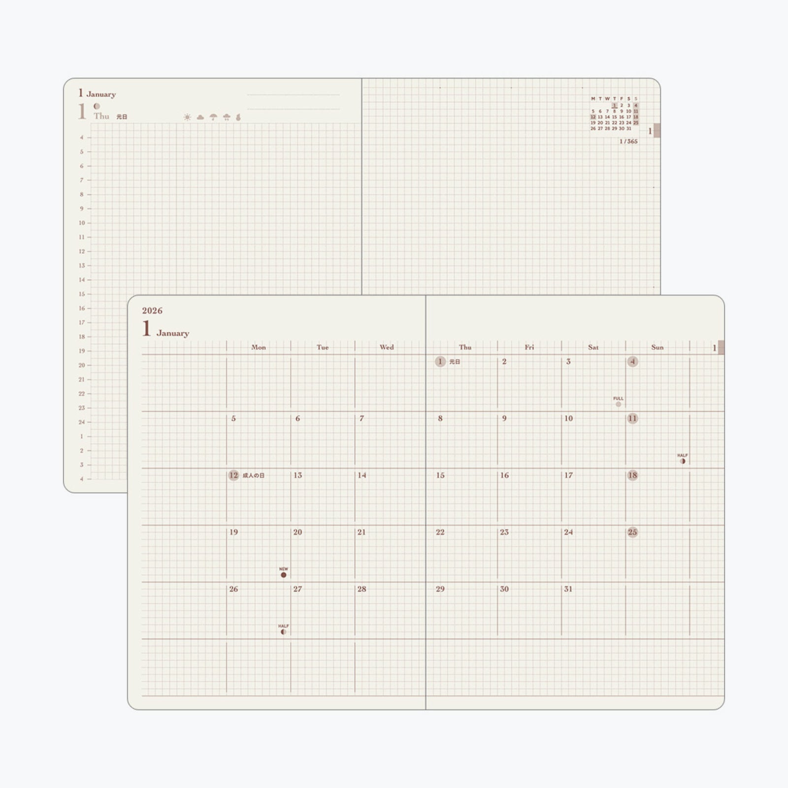 Midori | 2026 Diary A6 Hibino Blue-Green - Bookbinders Design